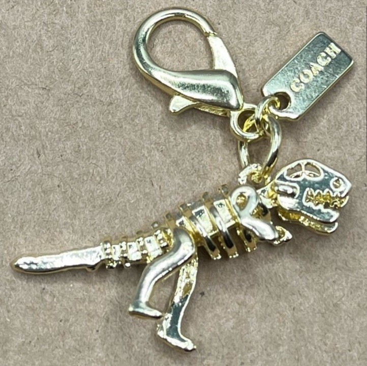 🦖NEW COACH Mini Rexy Dinosaur Bag Charm/ Keychain Gold Dino T-Rex | eBay