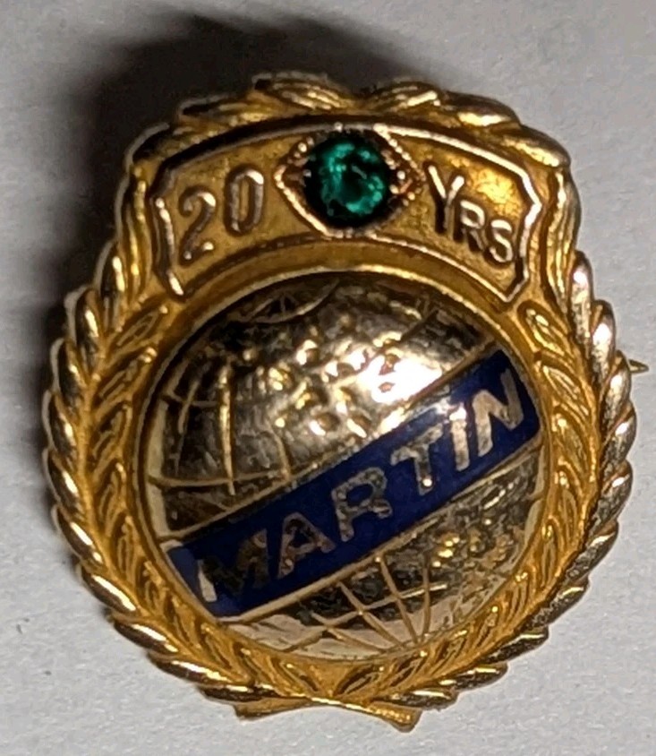 10K Gold Martin Aircraft 20 Year Service Pin Engraved C.E. Hibbs | eBay