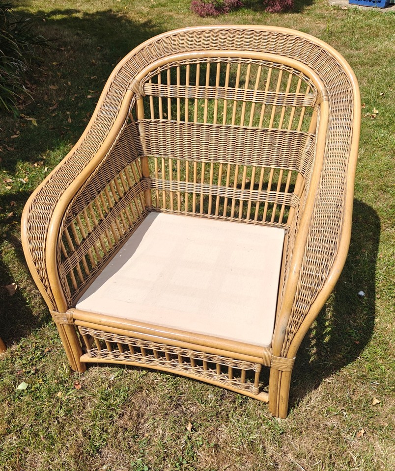 5 piece Rattan Garden Conservatory Furniture set 3 seat Sofa & 2 ...