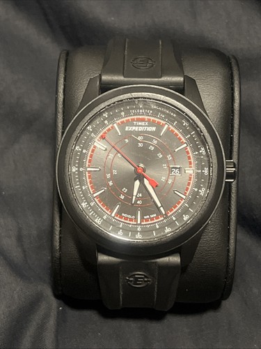 Timex Expedition T449920 Indiglo WR 50m 42mm Black And Red Dial | eBay
