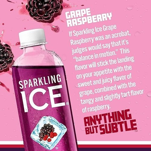 Sparkling Ice, Grape Raspberry Sparkling Water, Zero Sugar Flavored ...