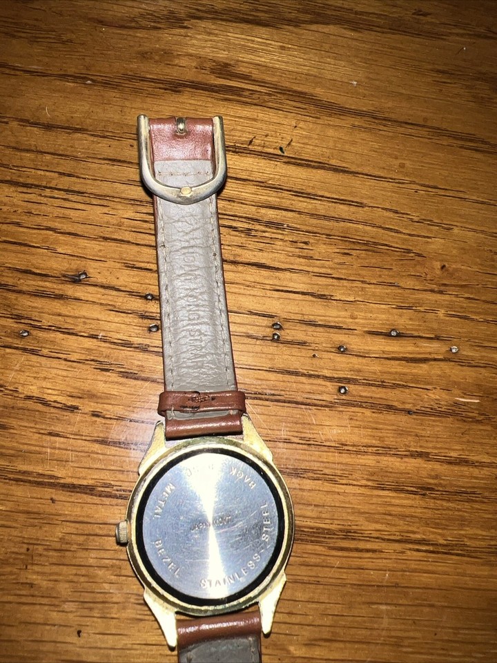 Vintage Unitron Men’s Good Tone Watch With Skeleton And Leather Band ...