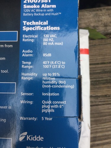 Kidde i4618 Firex Hardwire Ionization Smoke Detector with Battery ...