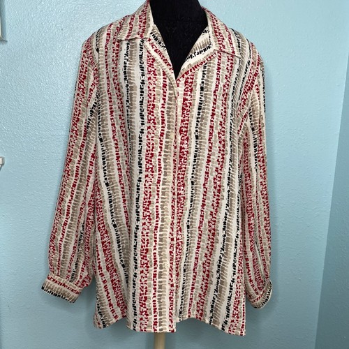 Vintage Allison Daley Blouse Shirt Women Plus Size 20W Long Sleeve ...