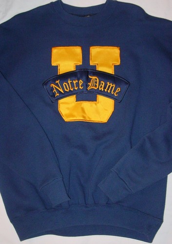 SWEET VINTAGE 1990's EMBROIDERED/SEWN H.L. MILLER NOTRE DAME CREW ...