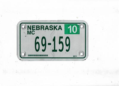 NEBRASKA 2012 license plate "69-159" ***NATURAL***MOTORCYCLE***DAWES ...