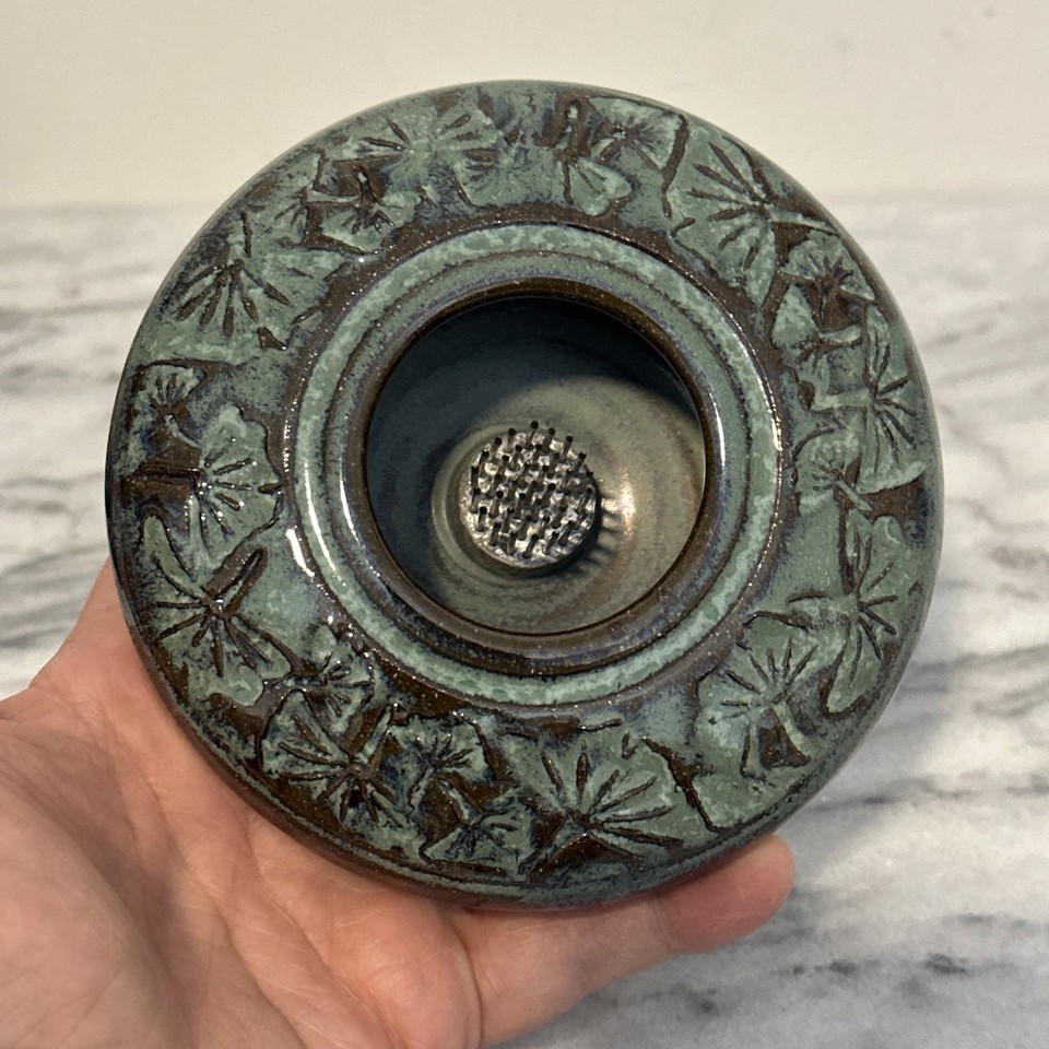 Flower Frog Studio Art Pottery Vase Floral Drip Glazed With Metal ...