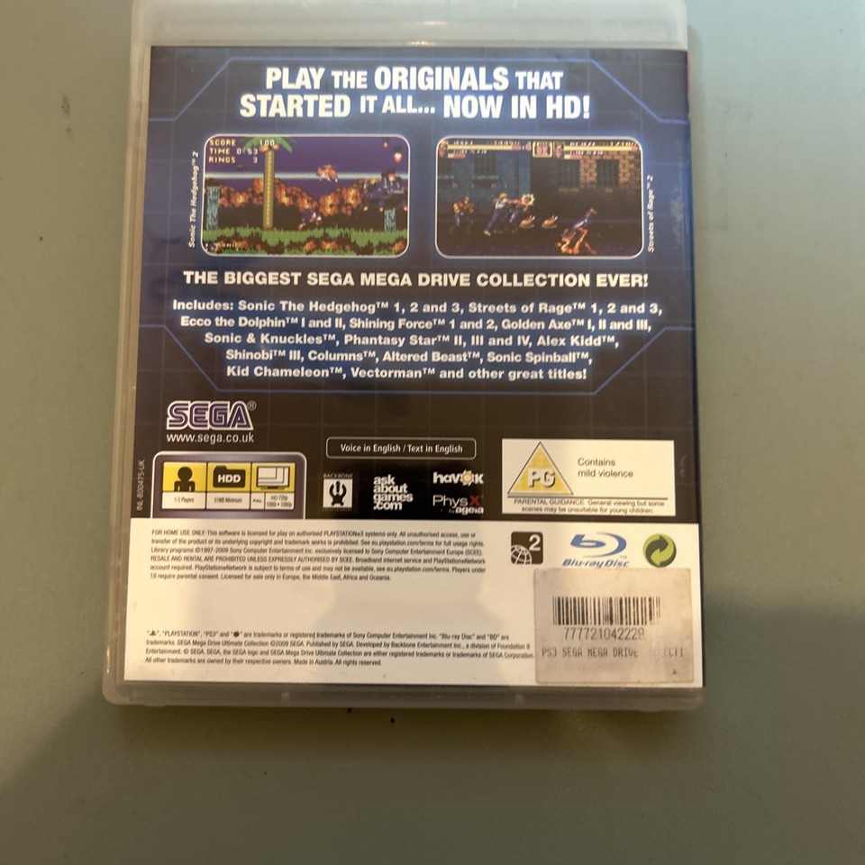 Sega Mega Drive Ultimate Collection PS3 PlayStation 3 with Manual | eBay