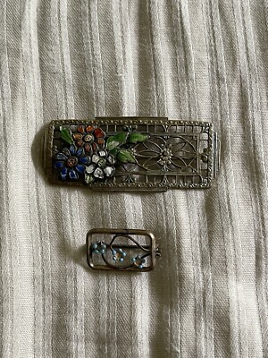 2 Vintage Rectangle Brooch Pins, Flower Design | eBay