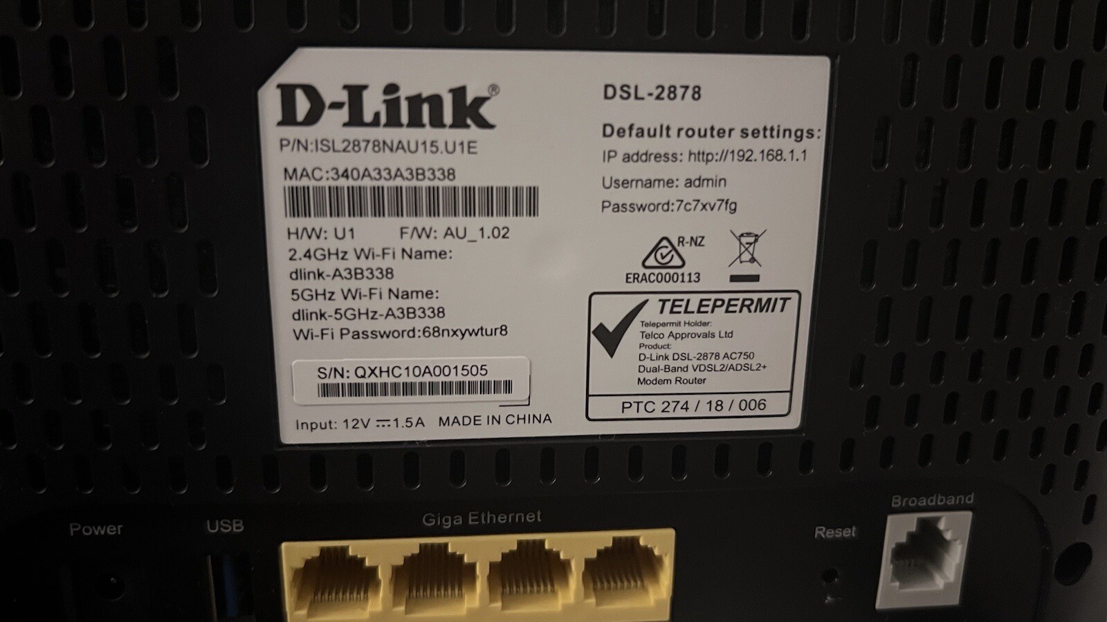 D-Link DSL-2878 Dual Band Modem Router AC750 With Box & Cables ...