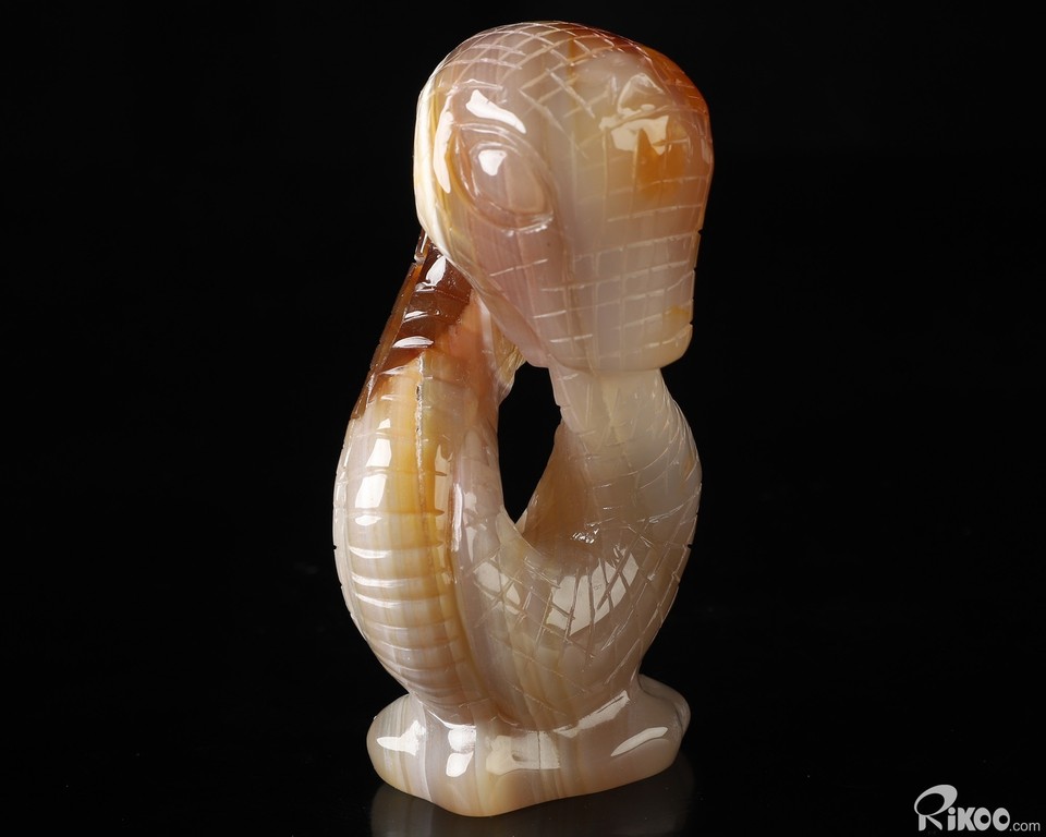 3.8" Premium Brazilian Agate Hand Carved Crystal Snake Sculpture ...