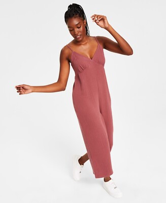 Jenni Women's Plus Size Solid V-Neck Cotton Lounge Jumpsuit, Sunsweet ...