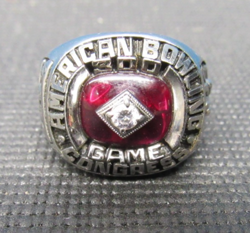 ABC American Bowling Congress 300 Game Keepsake Men's Ring Red Stone ...