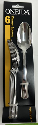 6 Oneida Aptitude Dinner SPOONS Stainless Flatware | eBay