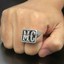 Men's Punk Silver 316L Stainless Steel MC Ring for Motor Motorcycle ...