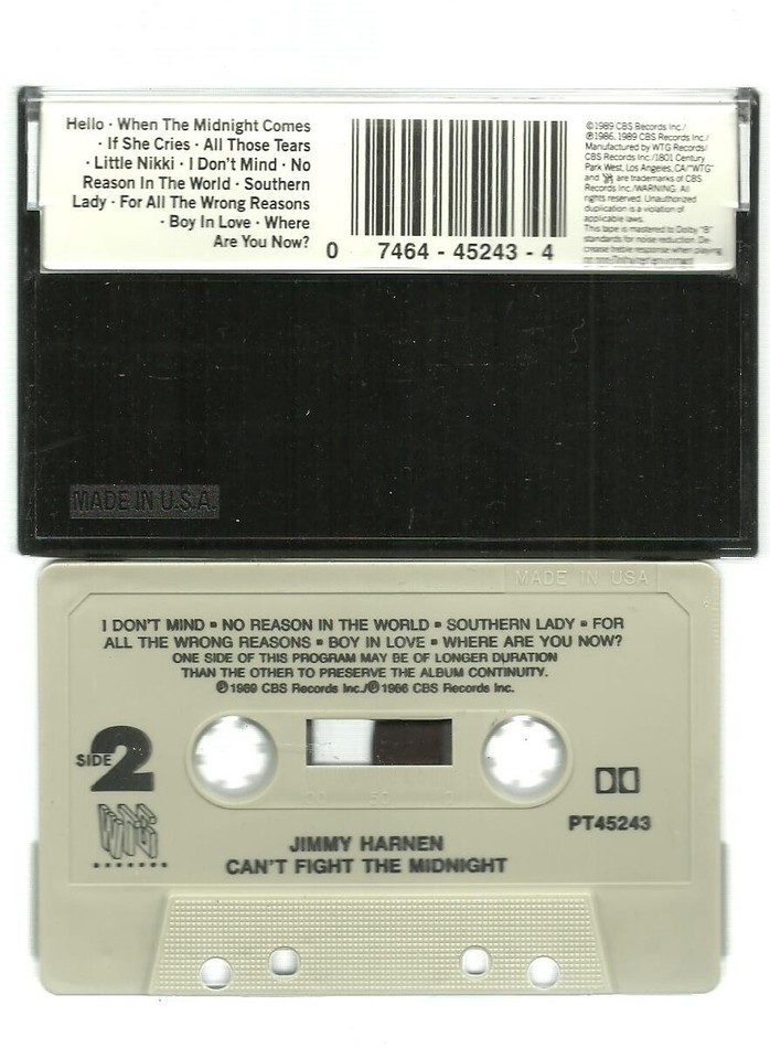 Jimmy Harnen Can't Fight The Midnight (Cassette 1989 CBS) VG-EX COND ...