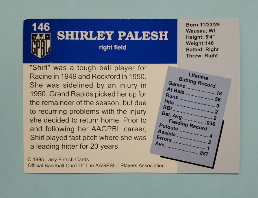 1995/96 Fritsch AAGPBL Shirley Palesh Signed Auto #146 Card | eBay