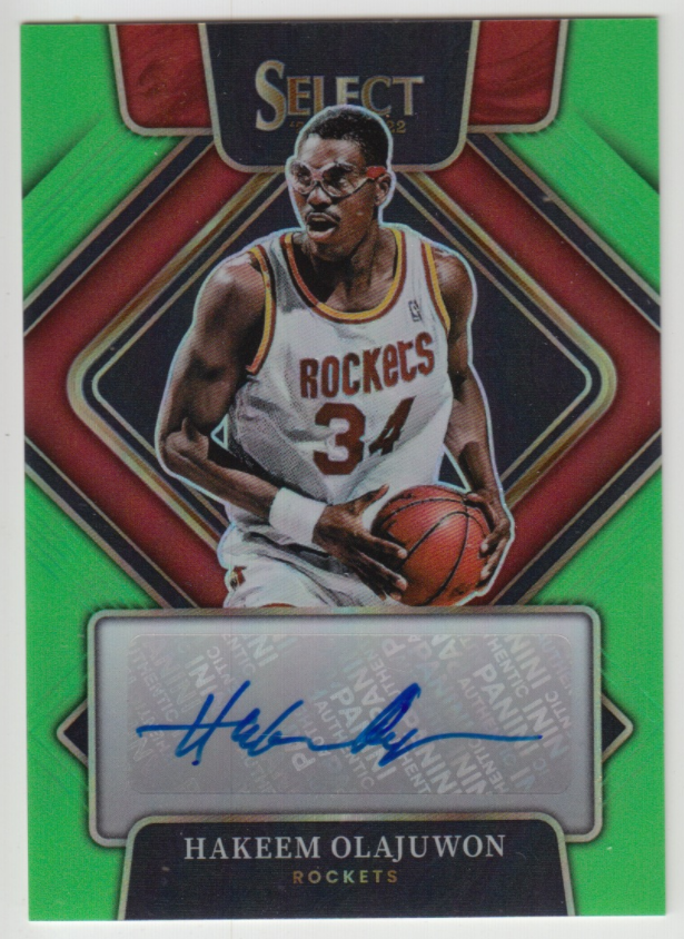 2021-22 Select Hakeem Olajuwon Neon Green Prizm Auto 34/99 Jersey ...
