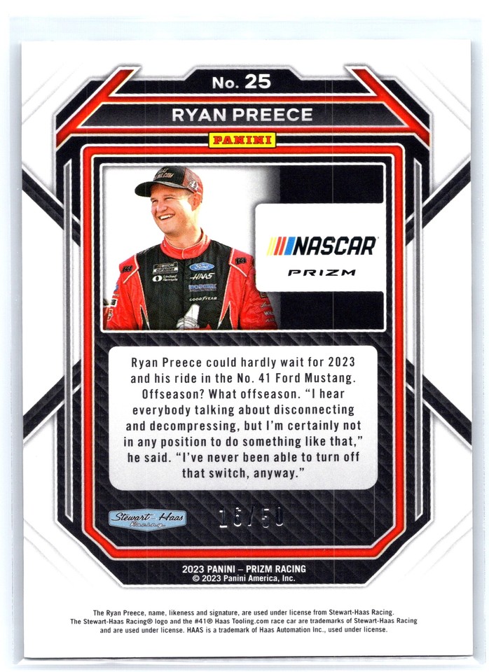 2023 Panini Prizm #25 Ryan Preece Checkered Flag Prizm #/50 | eBay