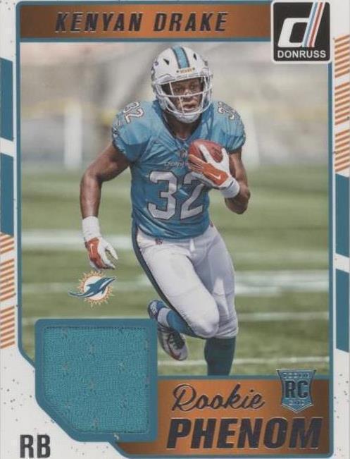 2016 Donruss - Rookie Phenom Jersey Relics Kenyan Drake #23 (MEM, RC ...