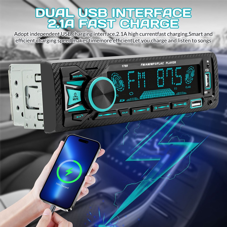 Bluetooth Car Stereo Audio Systems Bluetooth MP3 USB SD Aux In AM/FM ...