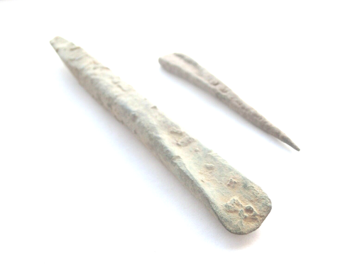 💥 ancient ROMAN bronze CHISELS, sculpture stonecutters TOOLS 2 pieces ...