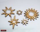 Small Sunburst Mirror set 5 , Handmade Wood Round Mirror for Wall ...