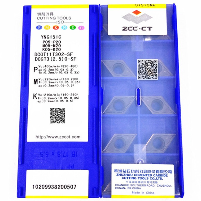 10pcs DCGT11T302-SF YNG151C DCGT32.50-SF ZCC CNC blade Carbide Inserts ...