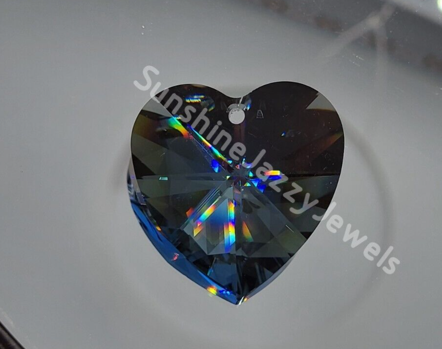 Swarovski Crystal Sapphire Gold Teak 28mm Heart 8781 Pendant ...