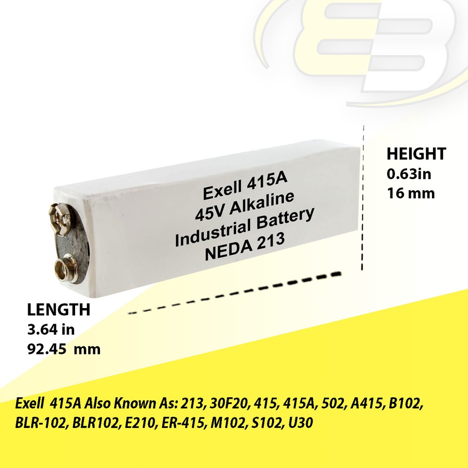 Exell 415A Alkaline 45V Battery NEDA 213, Compatible With 30F20, BLR102 ...