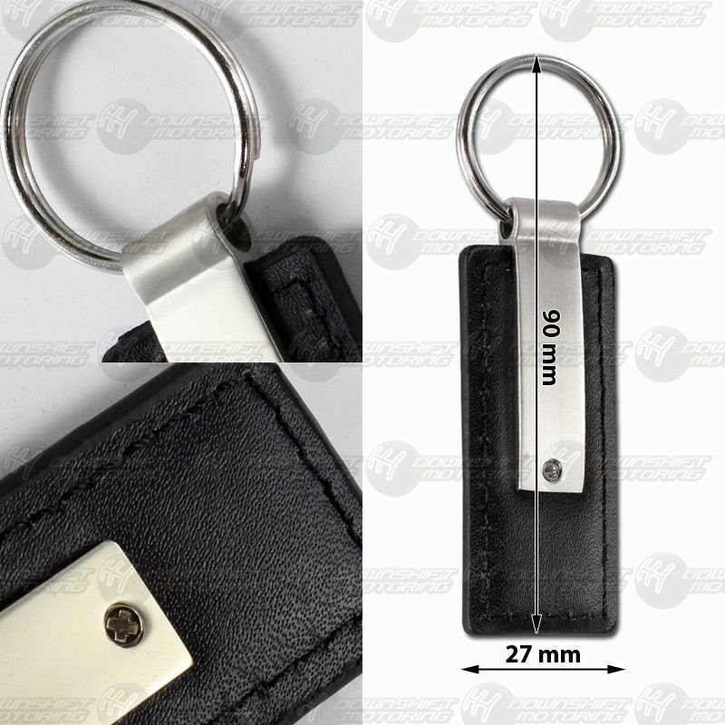 Jeep Logo Rectangle Black Leather Chrome Key Fob Keyring Keychain ...