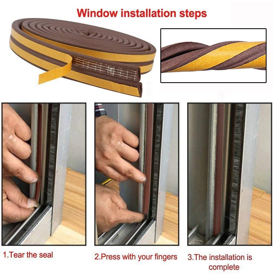 5M Draught Draft Excluder Self Adhesive Rubber Door Window Tape P Shape ...