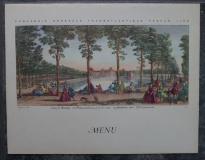 July 4 1958 Dinner Menu-French Cruise Ship Liberte-Color Louvre ...