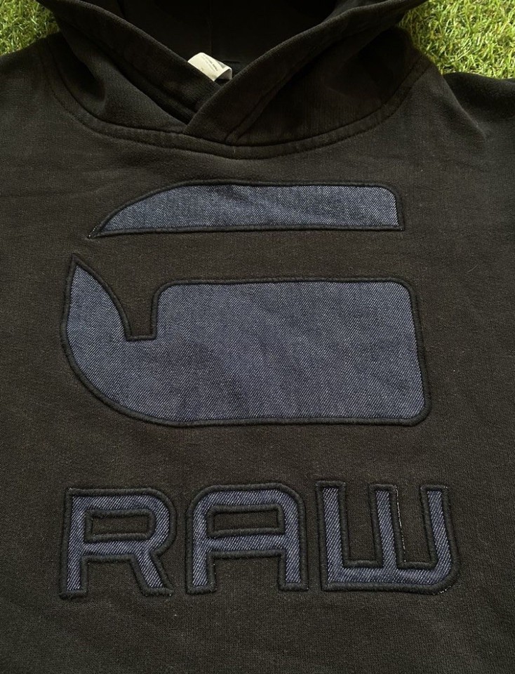 Vintage G Star Raw hoodie sun faded streetwear style big logo size M | eBay
