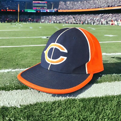 Vintage Chicago Bears Reebok NFL Fitted Hat 7 5/8 Orange Blue Dad Flat ...
