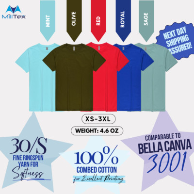 Milltex 100% Combed Cotton T-Shirt Comparable to Bella+Canvas 3001CVC 4 ...