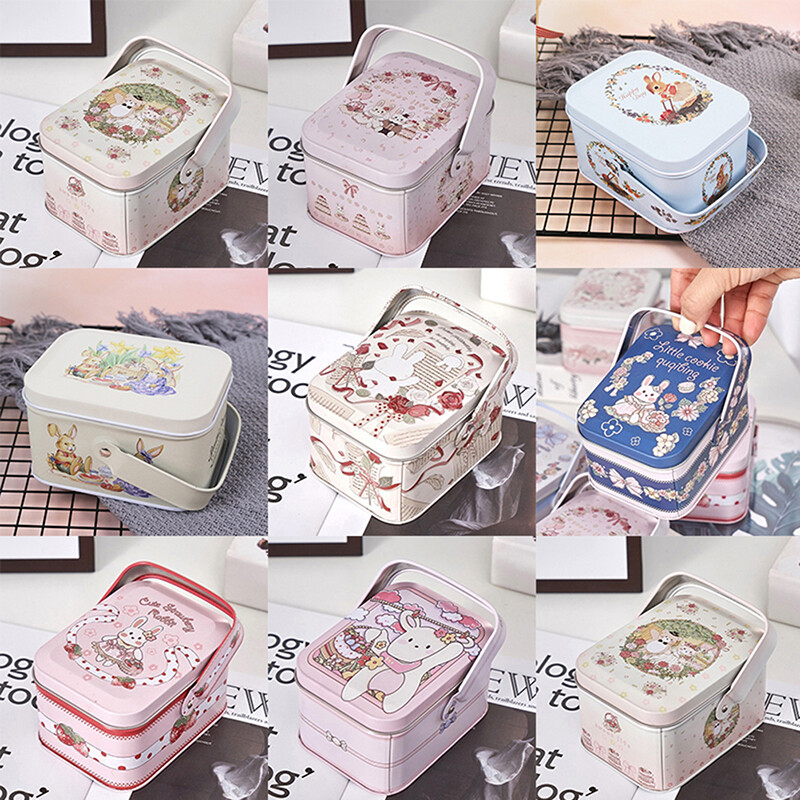 1Pc Vintage Small Suitcase Storage Tin Metal Candy Box Gift Box Cookie ...