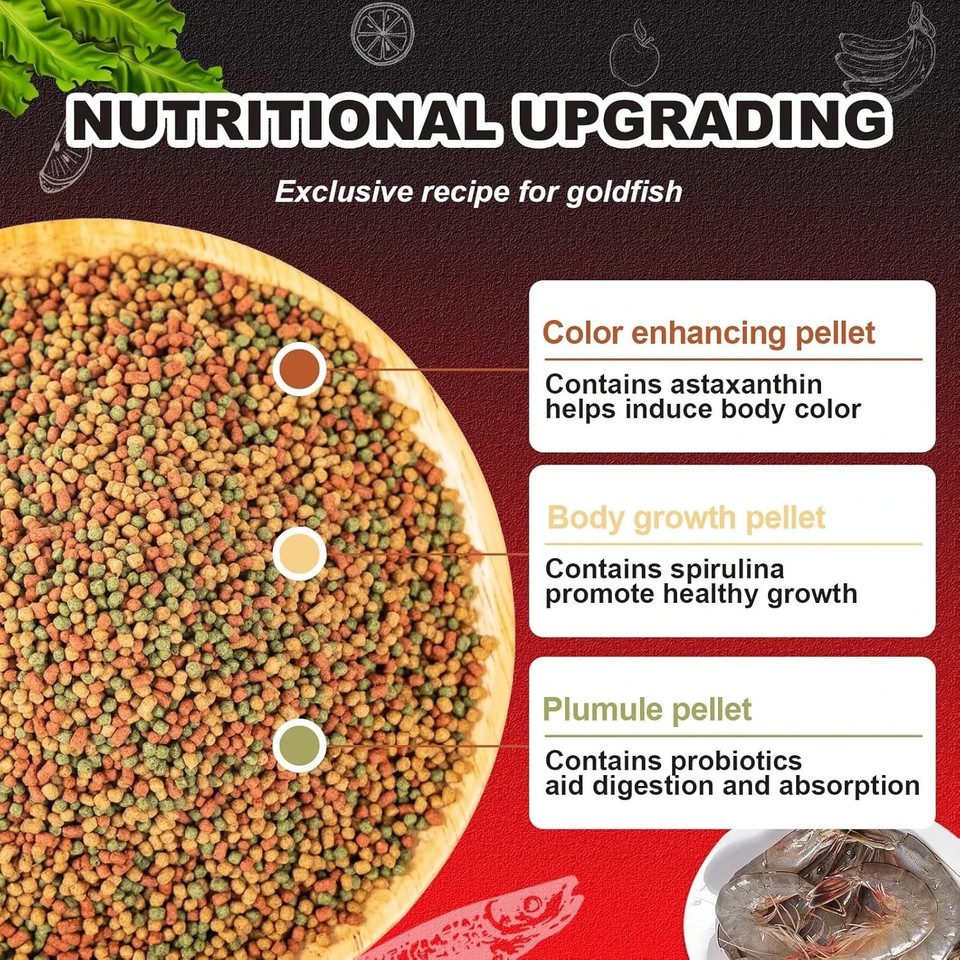 Floating Goldfish Food Pellets – Pond Fish Food Natural Color Enhancing ...