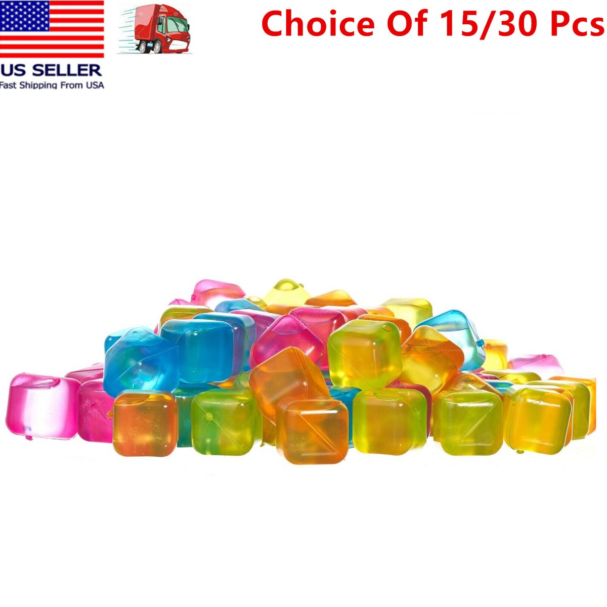 Reusable Plastic Ice Cubes 15 Piece Set Freezable Fruit Shape Reusable