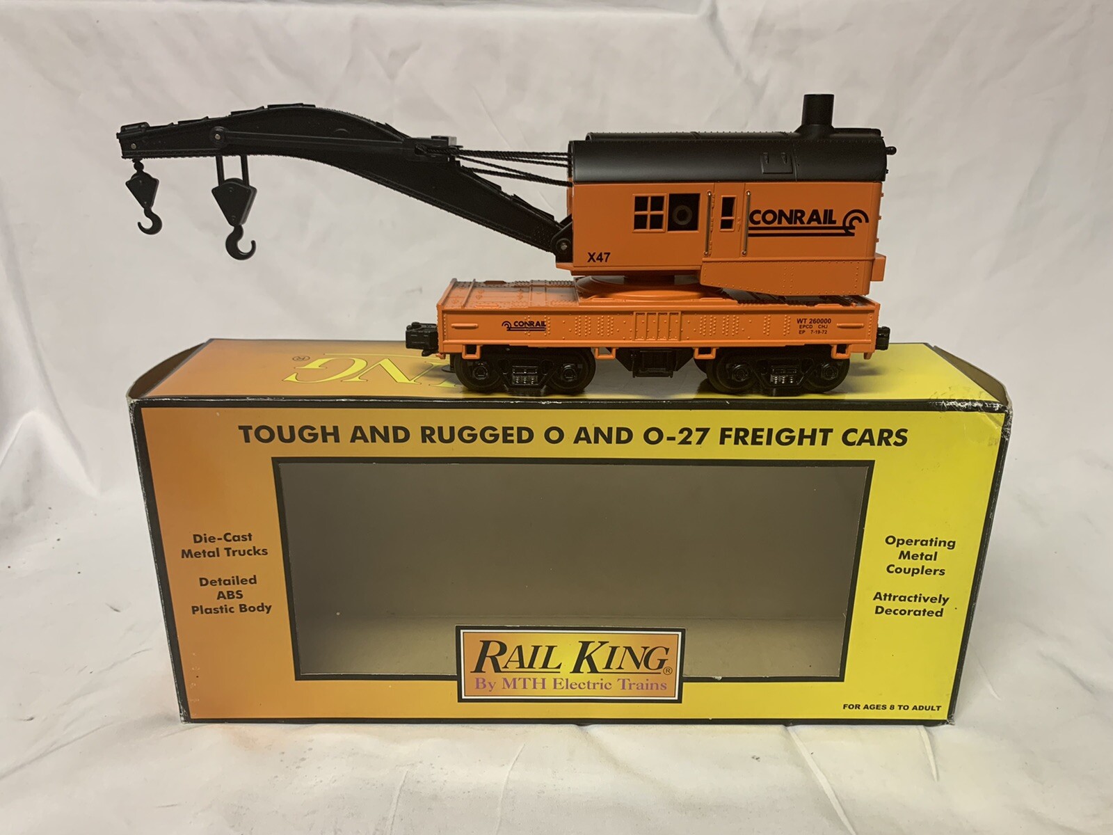 MTH RAILKING CONRAIL CRANE CAR 30-7917! FOR O GAUGE TRAIN SET MOW BOOM ...