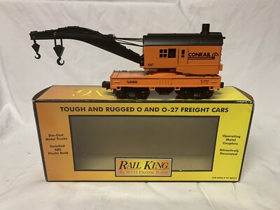 MTH RAILKING CONRAIL CRANE CAR 30-7917! FOR O GAUGE TRAIN SET MOW BOOM ...