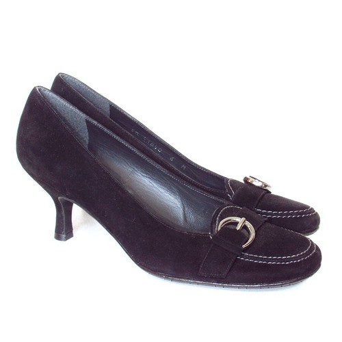 *WORK WORTHY!* Stuart Weitzman Black Suede Tailored Heels Pumps sz 6 M ...