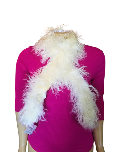 Idea Nuova NY Boa Scarf Women's Genuine Mongolian Lamb Fur Ivory Cream ...