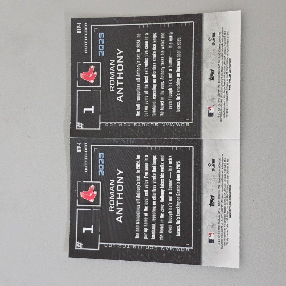 2025 TOPPS BOWMAN ROMAN ANTHONY TOP 100 INSERT 2LOT AS117 | eBay