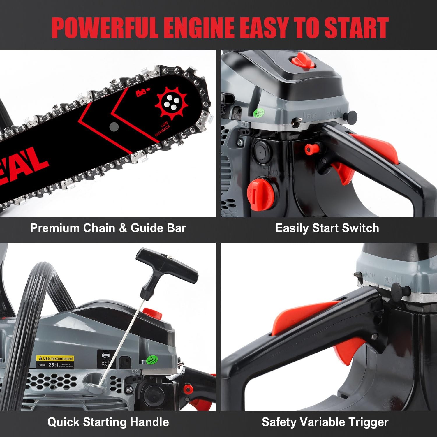 Gas Powered Chainsaw 20IN 6220G 62CC 2-Cycle Gas Powered Chainsaw Handheld Co... | eBay