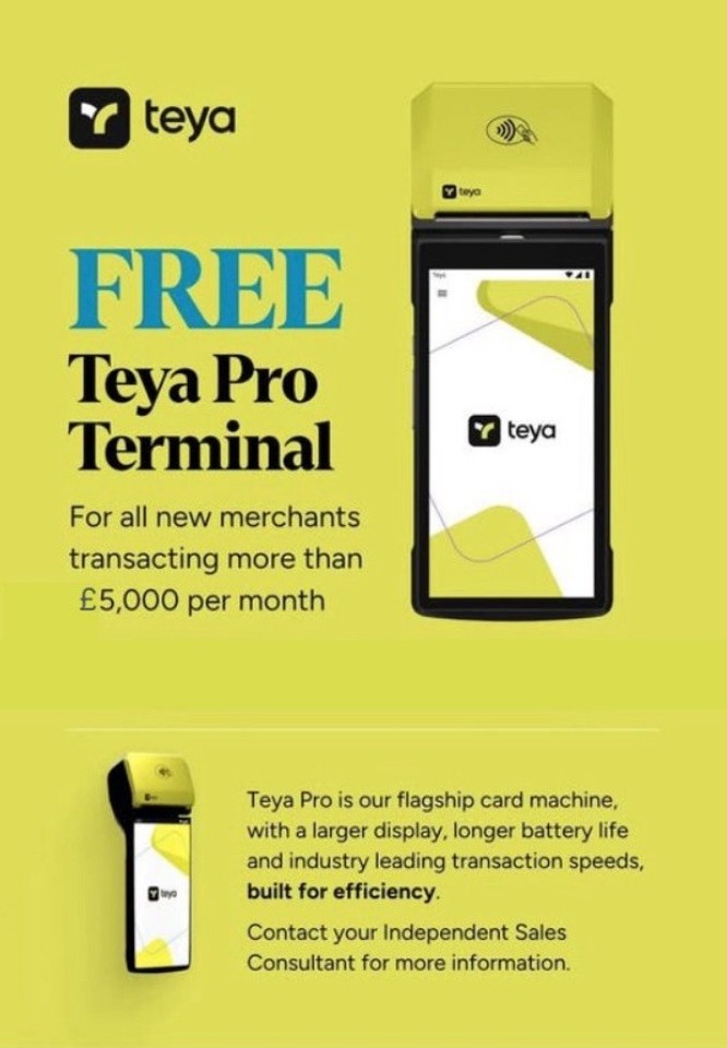 New Teya Pro Card Terminals - 1.4% rate, no contract, contactless, 4G ...