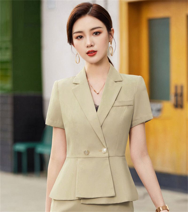 Women Summer Short Sleeve Blazer Jacket Office Business Formal Elegant ...