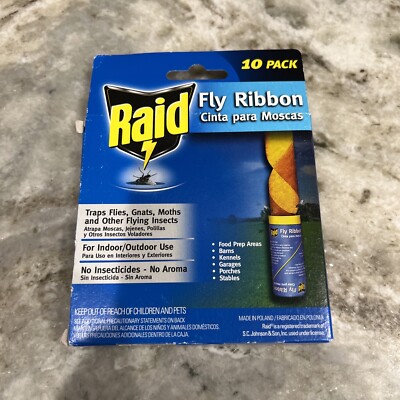🎄Raid Fly Ribbons, 10 Count, Outdoor and Indoor Fly Traps,🎄 72477986019 ...