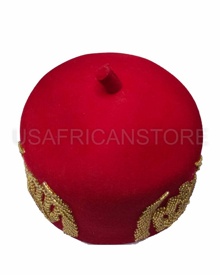 Red High Chief Igbo Cap For Men, Igbo Traditional High Chieftaincy Red ...