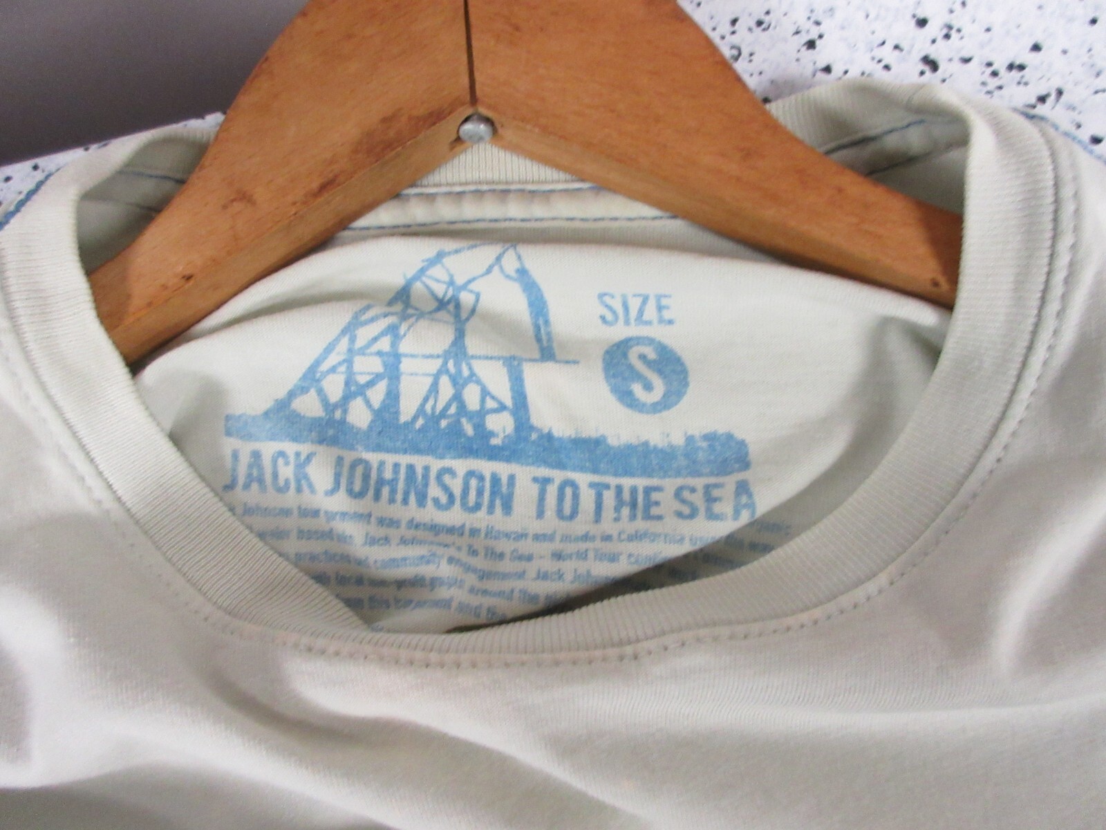 Jack Johnson Shirt Mens Small Tan Blue Stitch Short Sleeve To The Sea ...